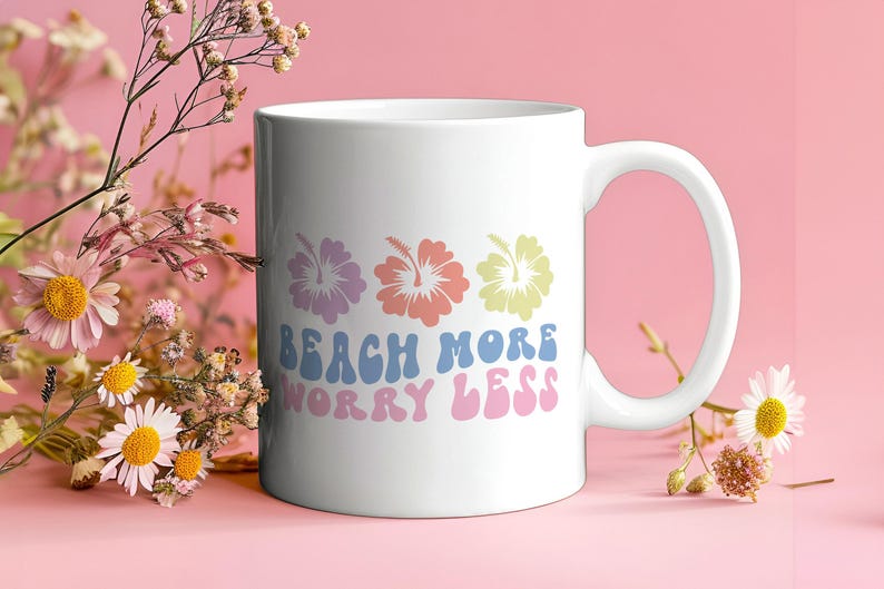 Hello Summer Coffee Mug, Beach More Worry Less, Summer Mug, Cute Mug ...