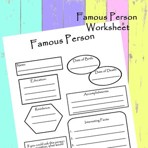 Famous Person Printable Worksheet, History Class Worksheet Printable ...