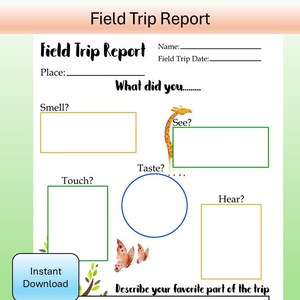 Field Trip Report Worksheet Printable, Class Trip Worksheet, Grade ...