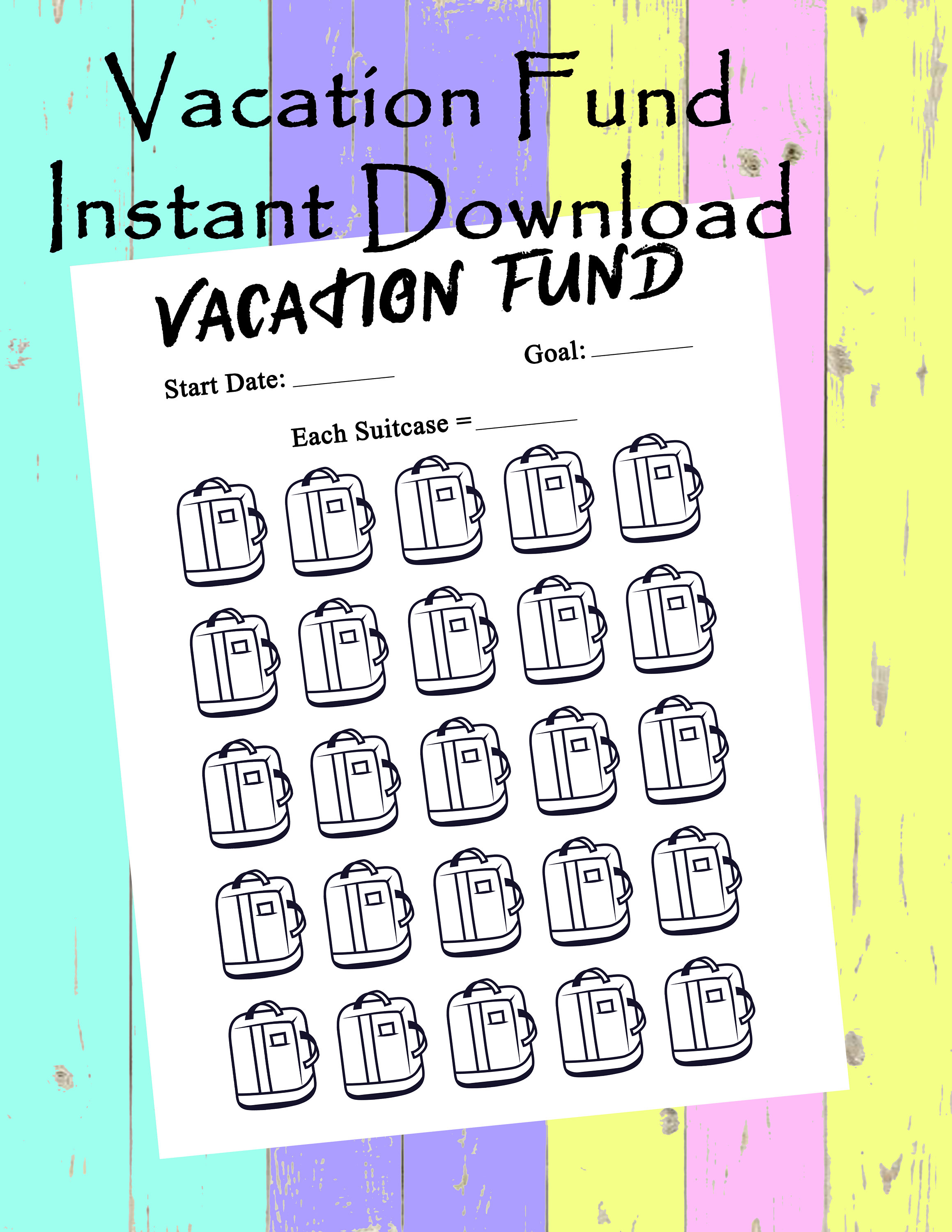 Vacation Savings Tracker Printable PDF Vacation Fund Savings - Etsy