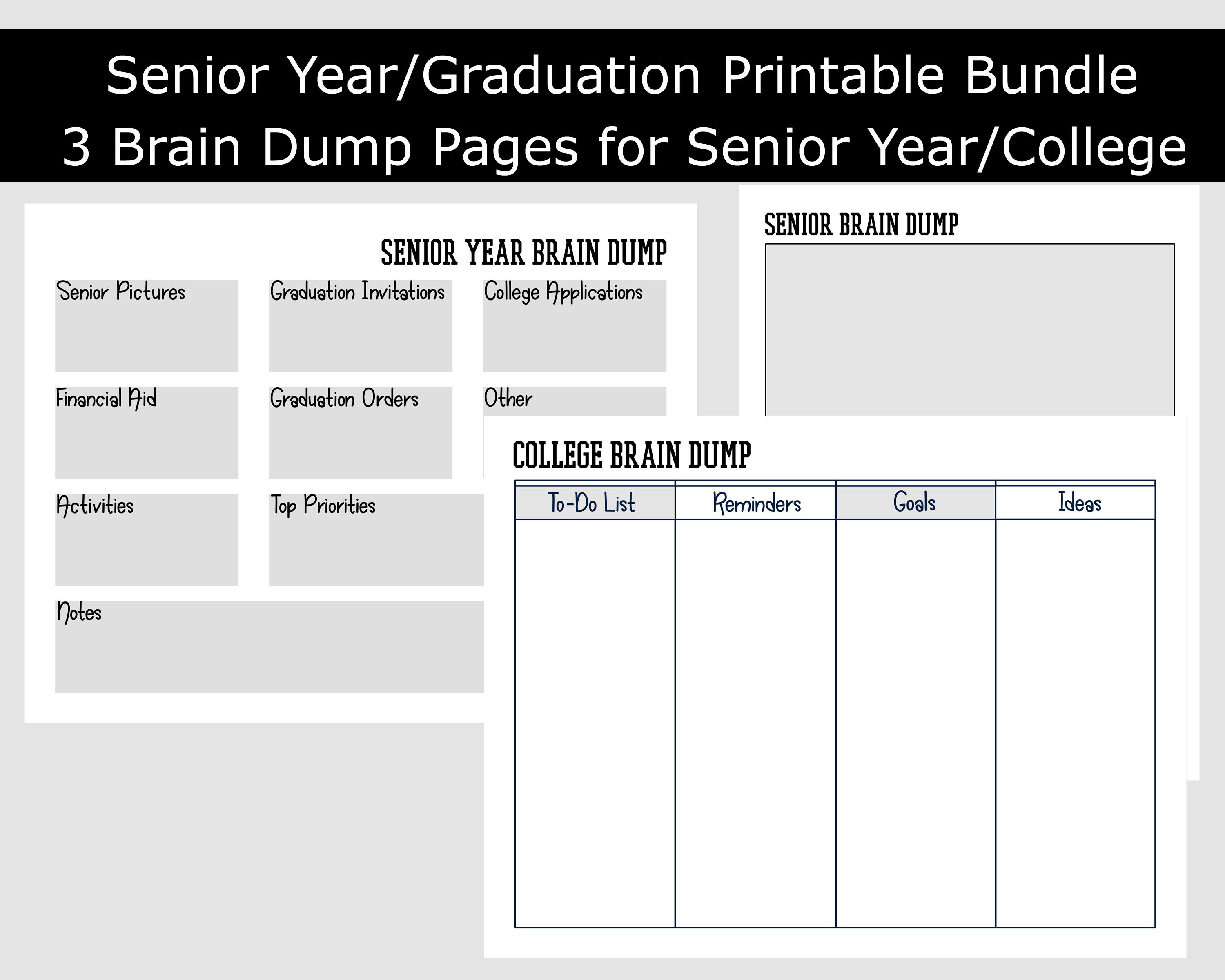 Graduation Printable Planner Bundle - Senior Year Printable - College ...