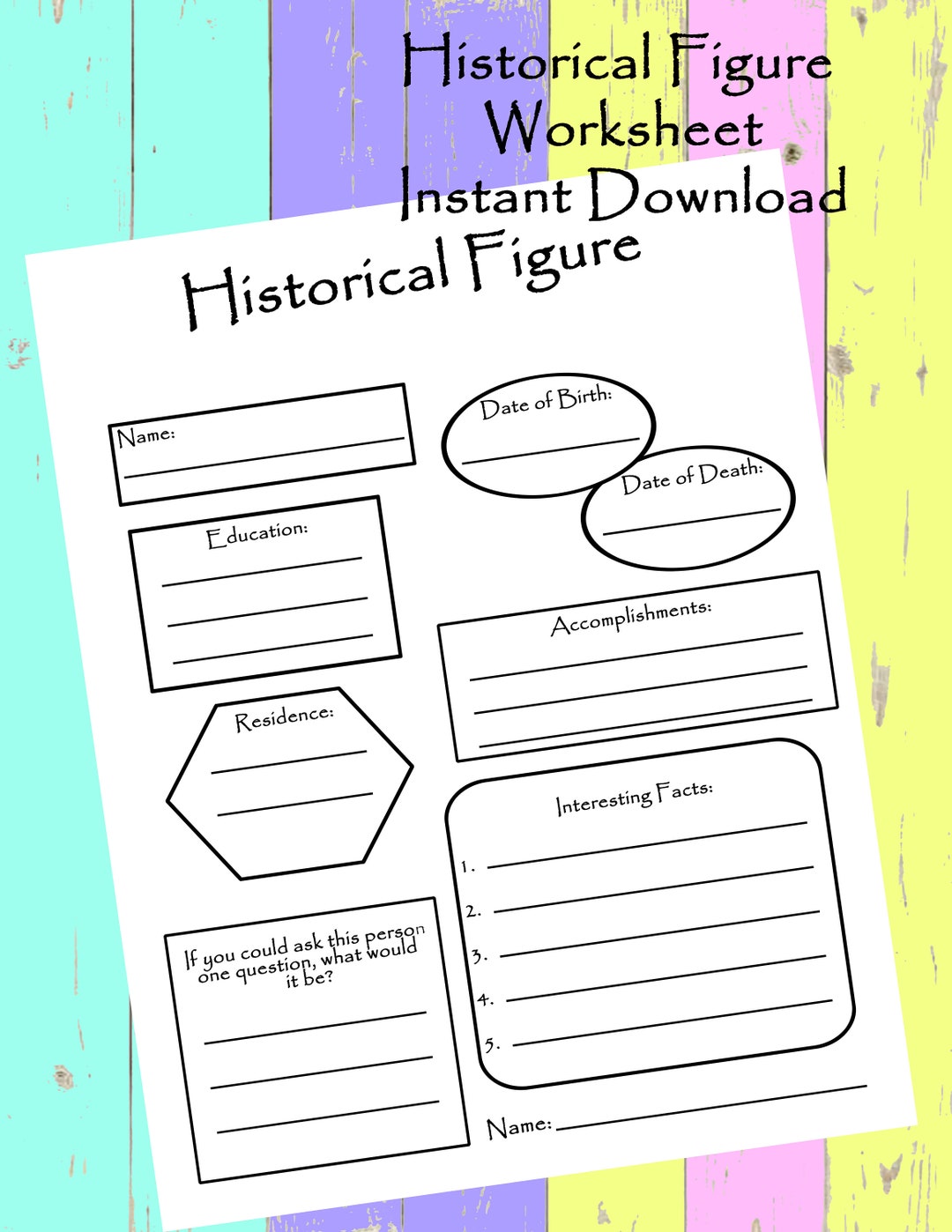 Historical Figure Printable Worksheet - Digital Download - Etsy