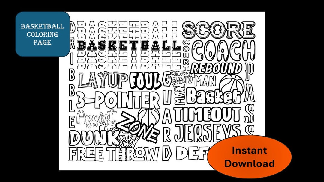 Basketball Coloring Page Printable - Sports Activity - Printable PDF - Etsy