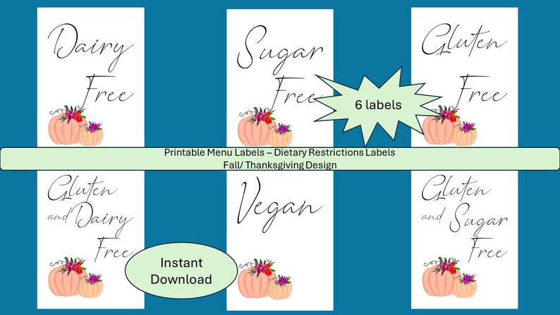 Printable Food Table Signs Set of 6 Signs for Dietary Restrictions and ...