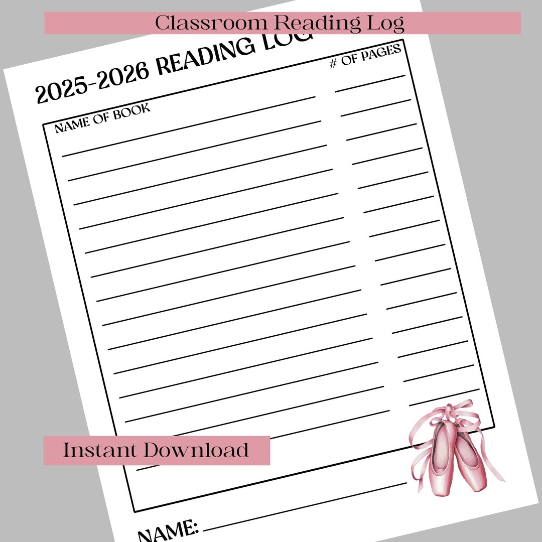 Ballet Reading Log: Printable Classroom Worksheet (PDF Download - Etsy