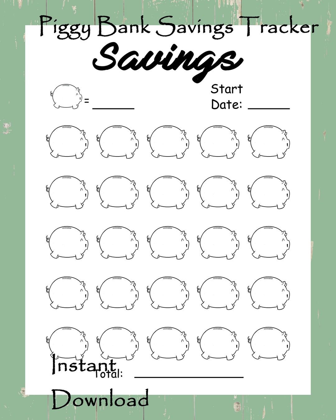Money Piggy Bank Savings Challenge Printable PDF, You Choose the Amount ...