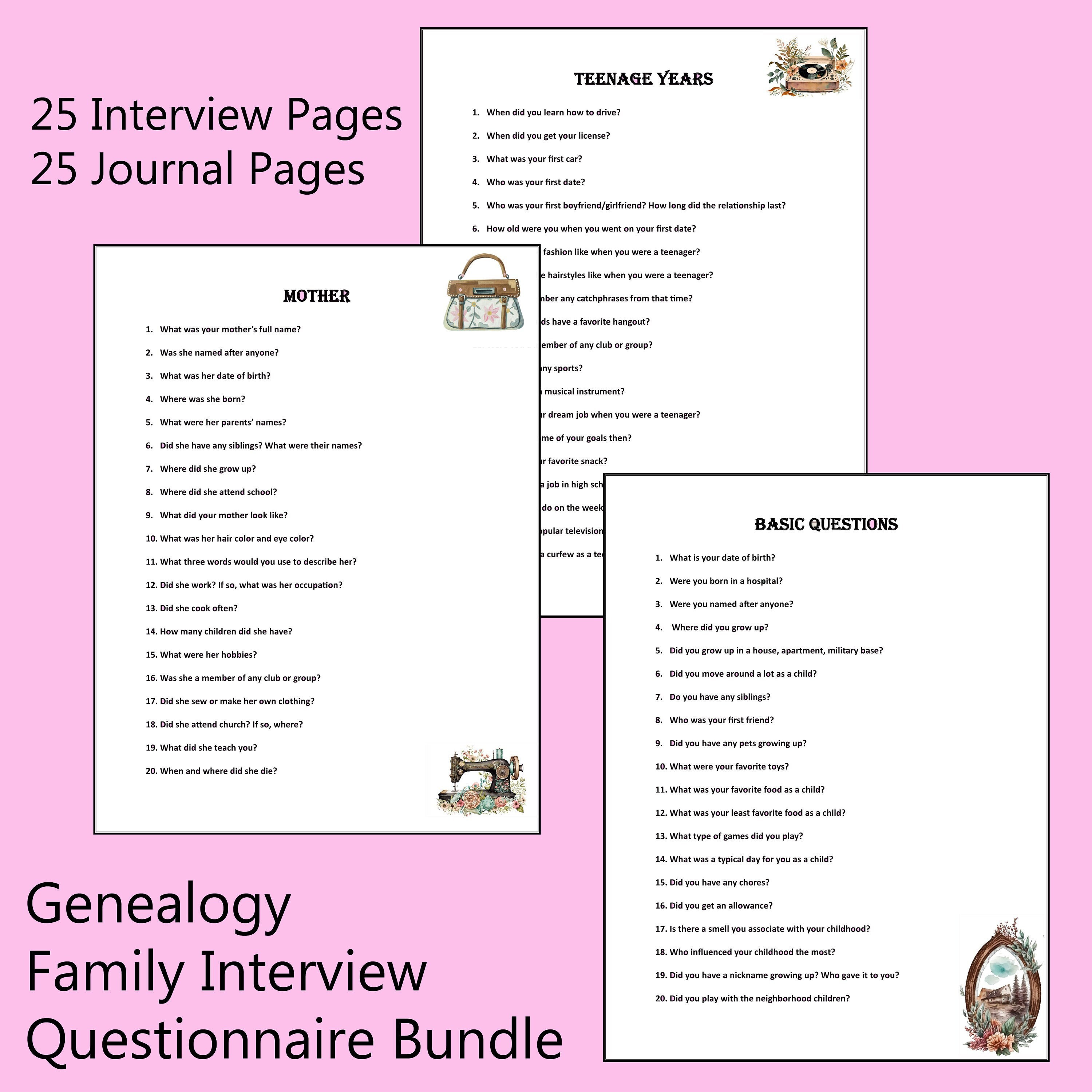 Family History Interview Questions (genealogy), Family Interview ...