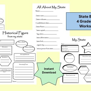 Grade School State Worksheet Printable Bundle, State Study Worksheets ...