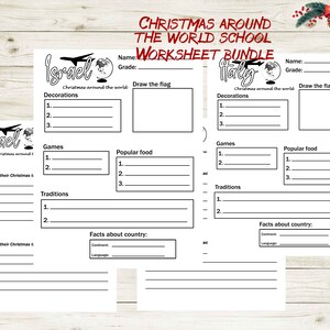 Christmas Around the World Study Worksheet Printable Bundle, School ...