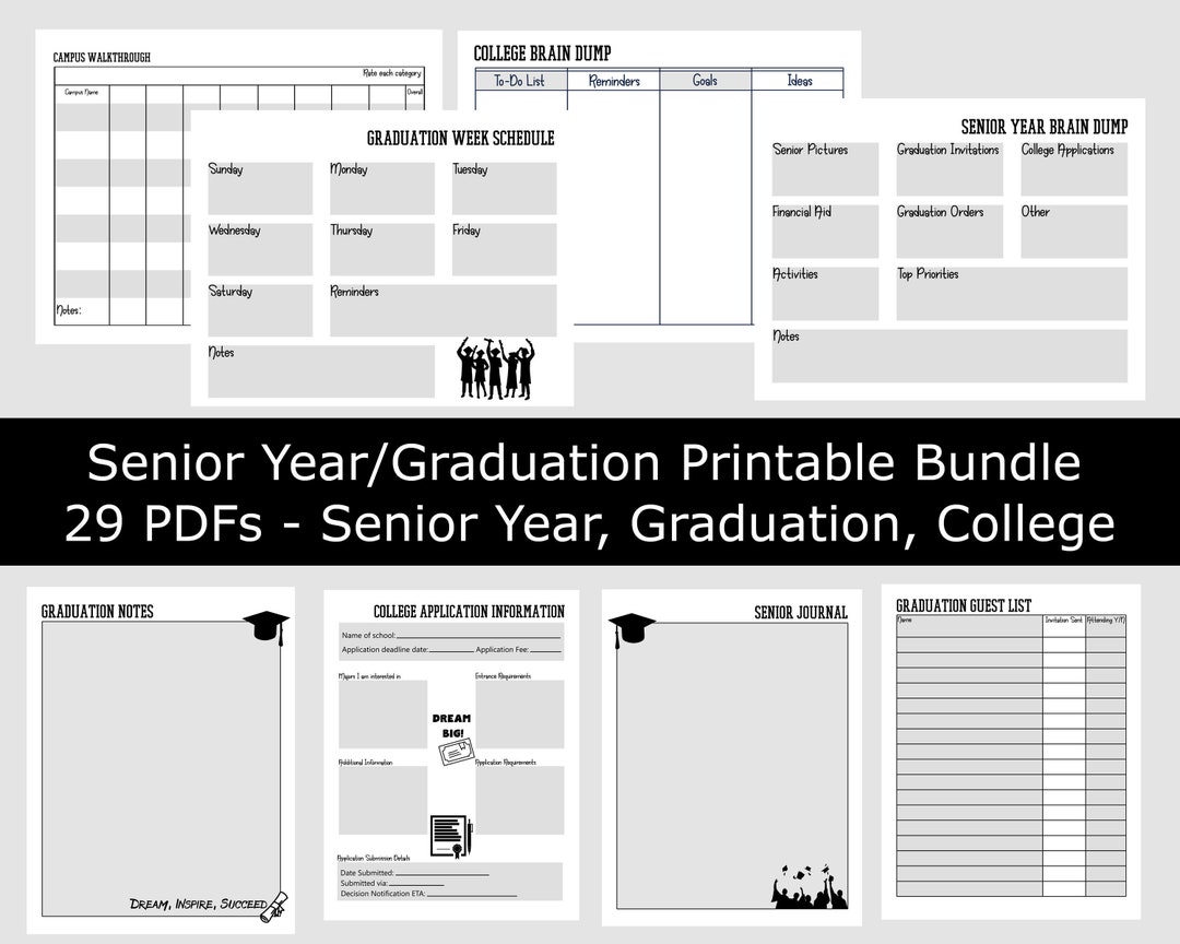 Graduation Printable Planner Bundle Senior Year Printable College Prep ...