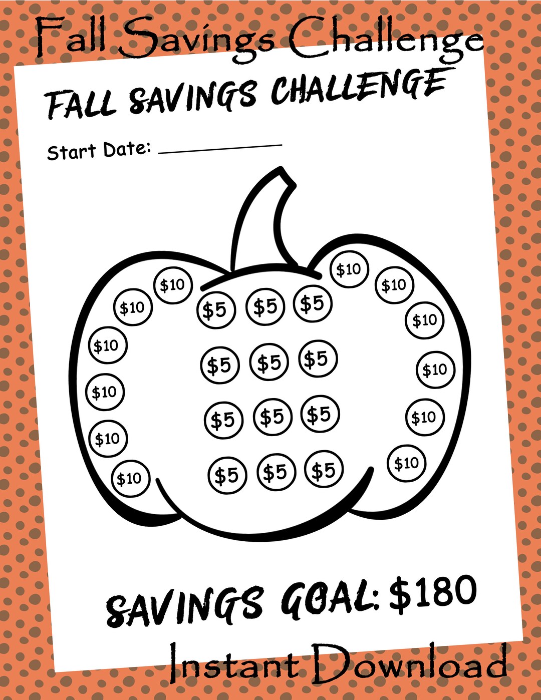 Fall Savings Challenge Printable Worksheet, Budget Binder, Autumn ...