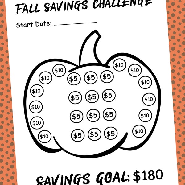 Fall Savings Challenge Printable Worksheet, Budget Binder, Autumn ...