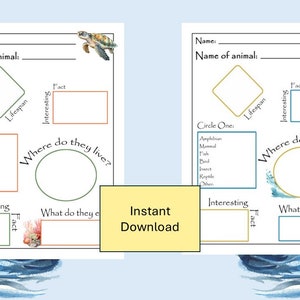 Water Animal Study Printable Worksheets - Grade School Science ...