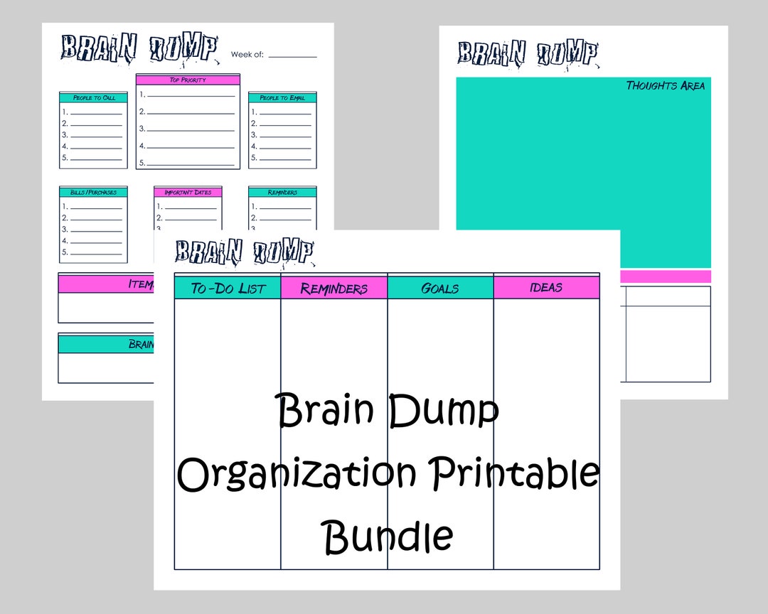 Brain Dump Template Printable Bundle, To-do List, Schedule and Planner ...
