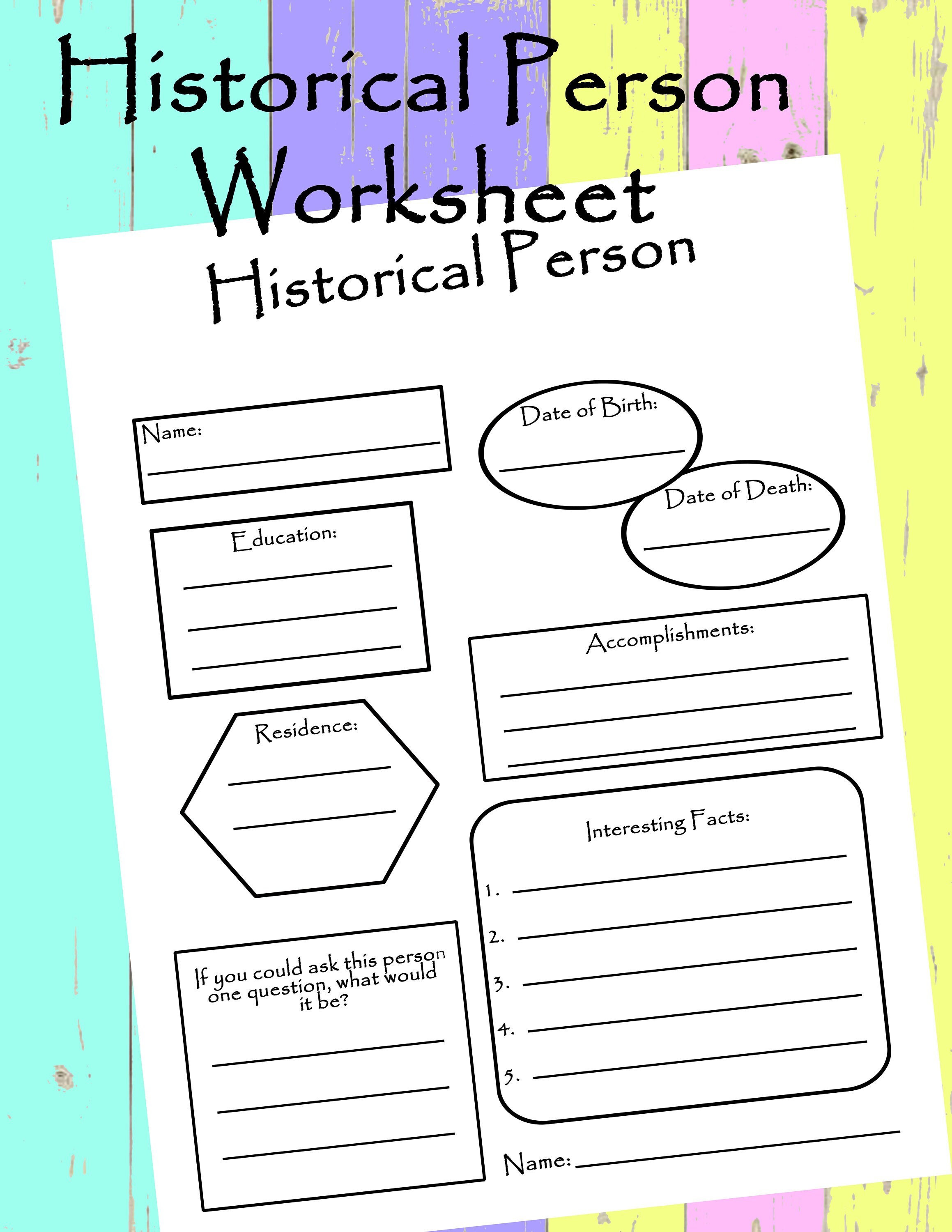 Historical Person Printable Worksheet, History Class Worksheet ...