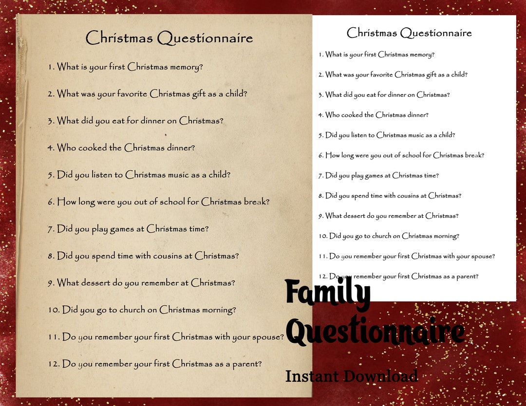 Family History Christmas Printable, Genealogy Questionnaire, Christmas ...