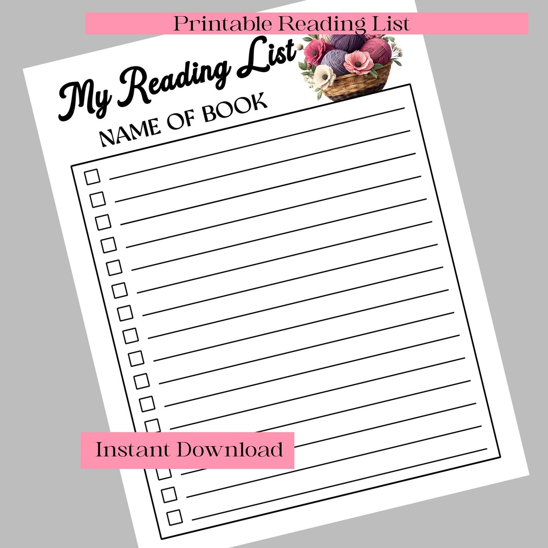 Printable Reading List - Book Tracker - Crochet Lover Reading List ...