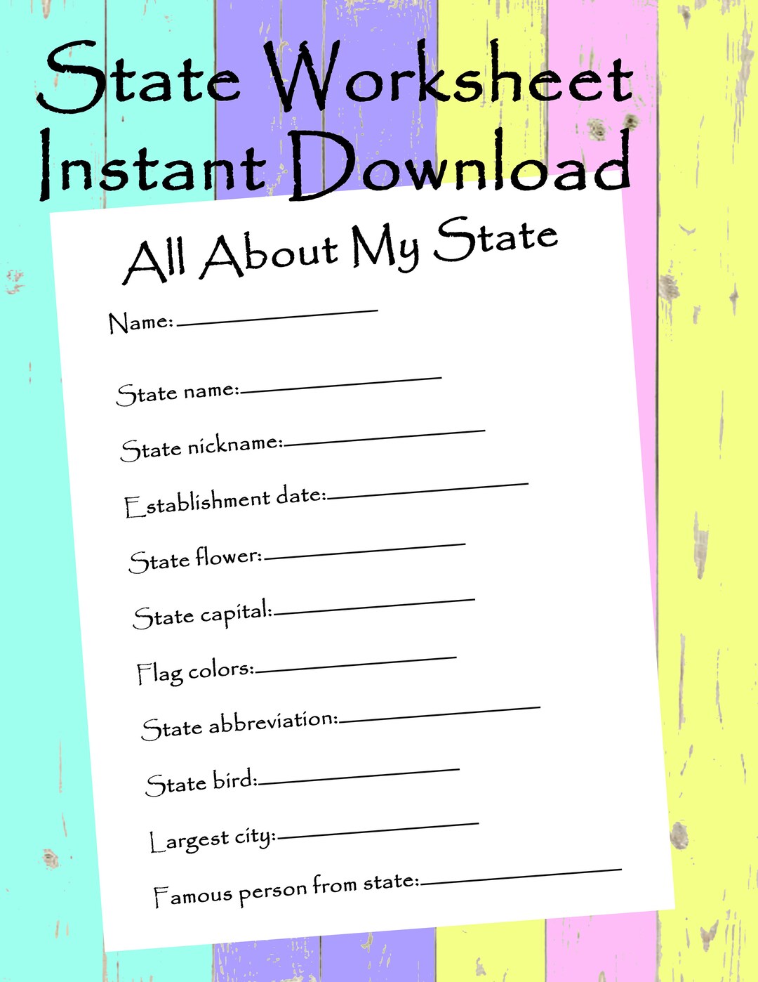 All About My State Printable Worksheet, Geography Worksheet, Classroom ...