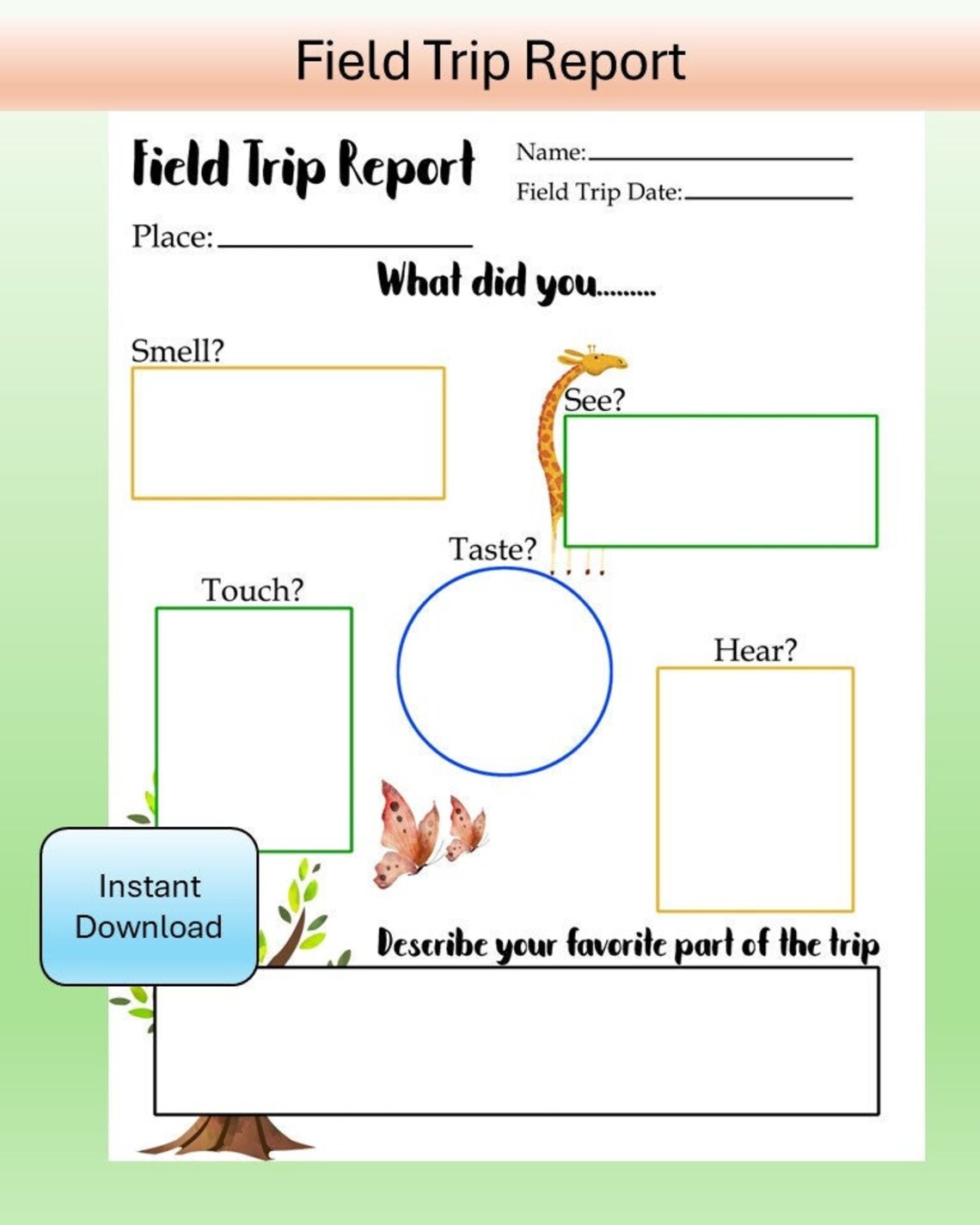 Field Trip Report Worksheet Printable, Class Trip Worksheet, Grade ...