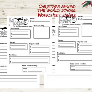 Christmas Around the World Study Worksheet Printable Bundle, School ...