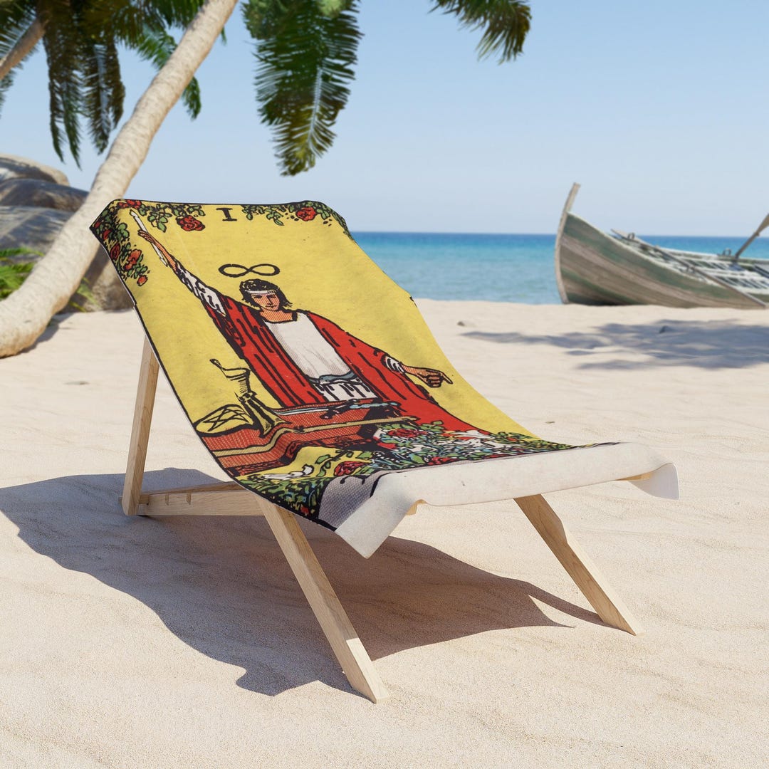 The Magician Tarot Beach Towel, Mystic Magic Summer Towel, Beach Towel ...