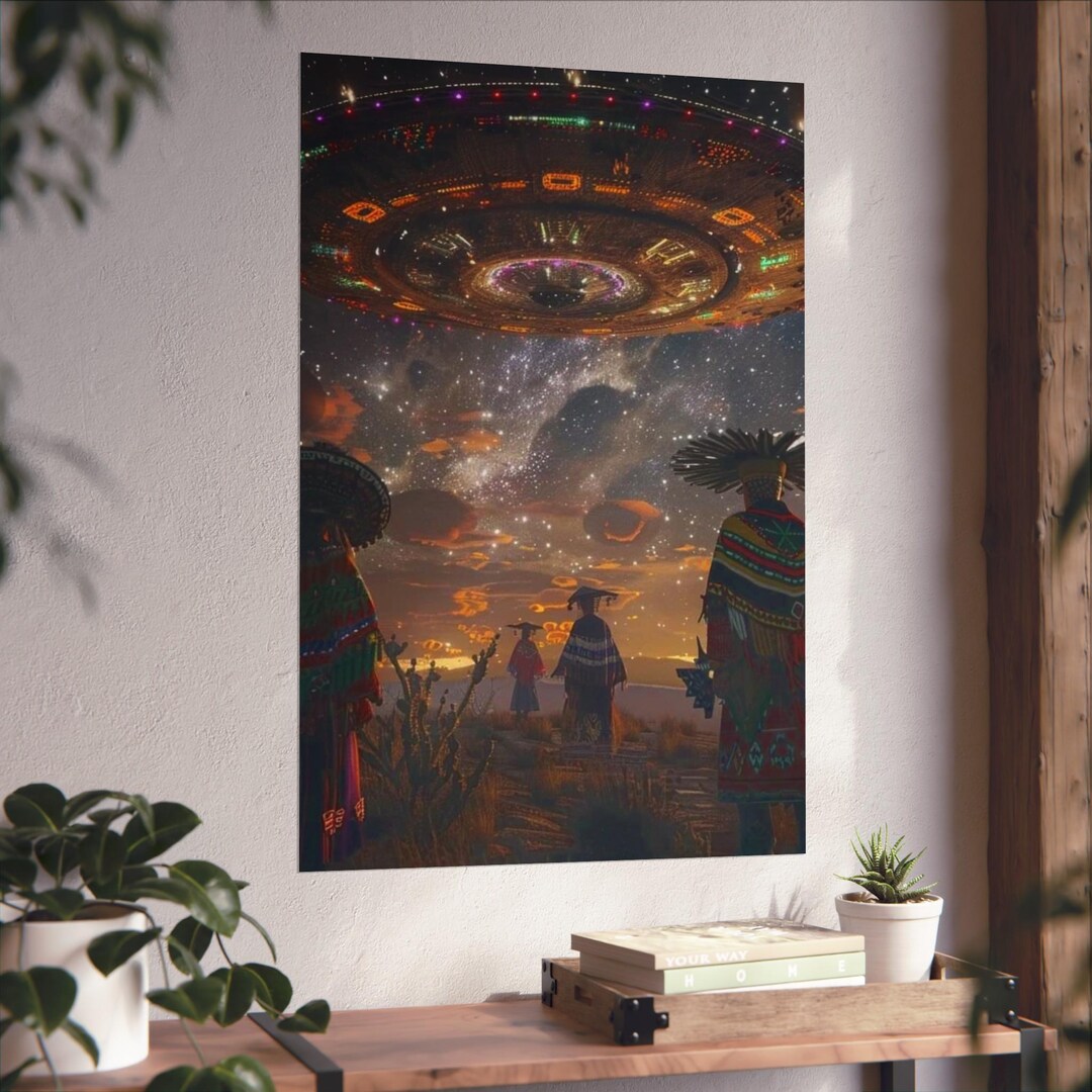 Alien Encounter Poster, Sci-fi Wall Art, Space Decor, Cosmic Art Print ...