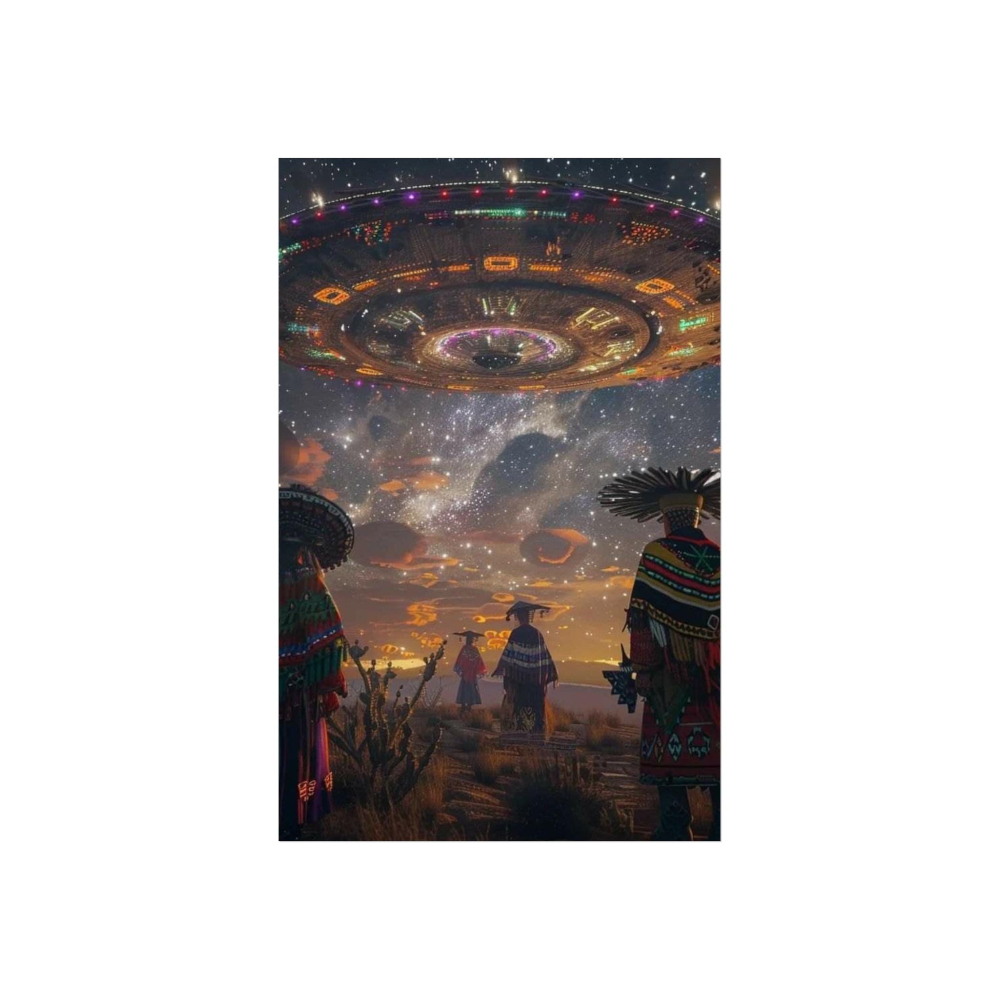 Alien Encounter Poster, Sci-fi Wall Art, Space Decor, Cosmic Art Print ...