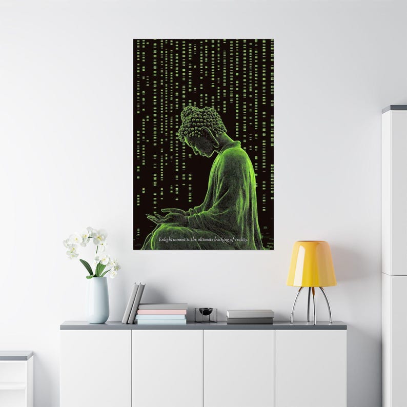 Enlightenment Matrix Buddha Poster, Meditation Art Print, Zen Wall ...