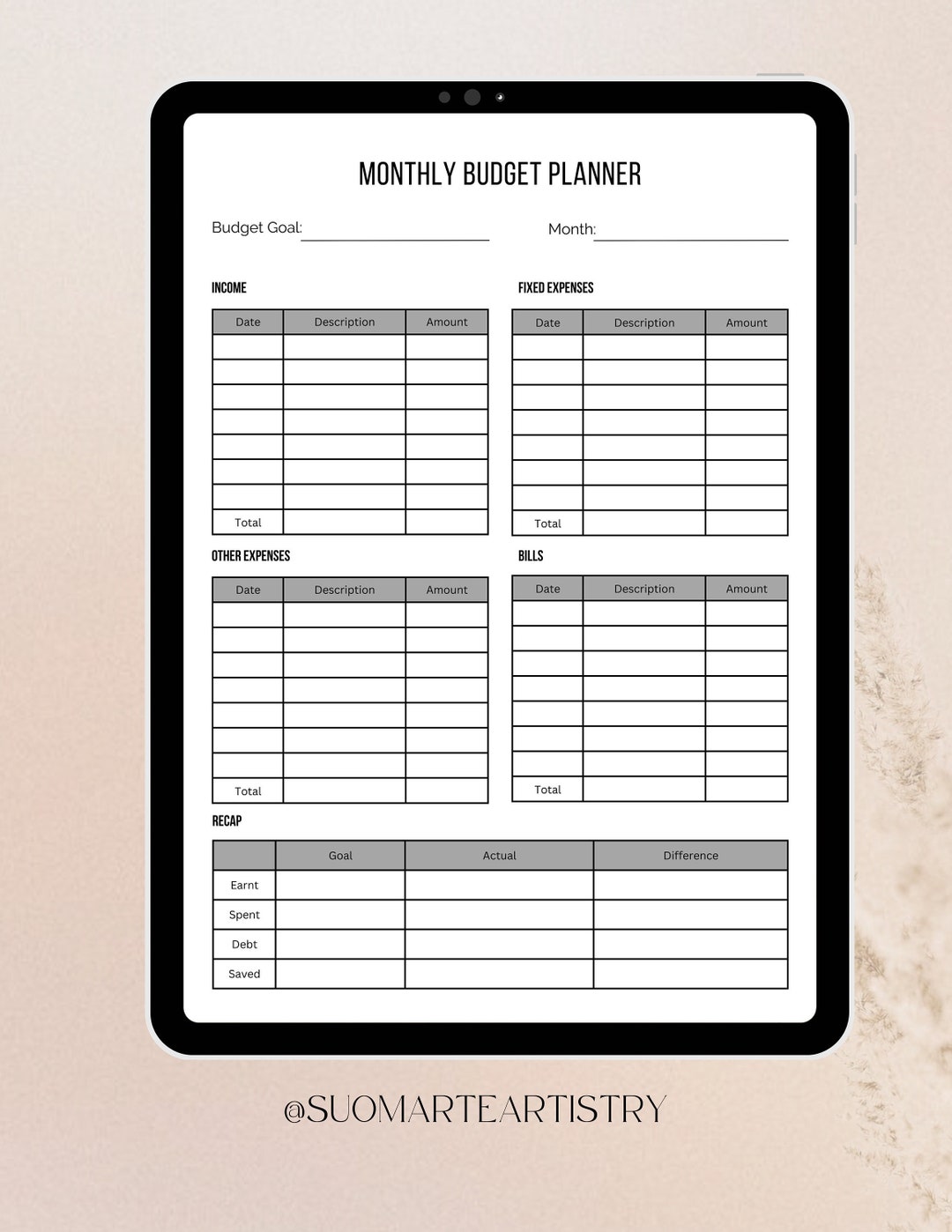 Monthly Budget Planner, Expense Planner, Budget Tracker, Bill Tracker ...