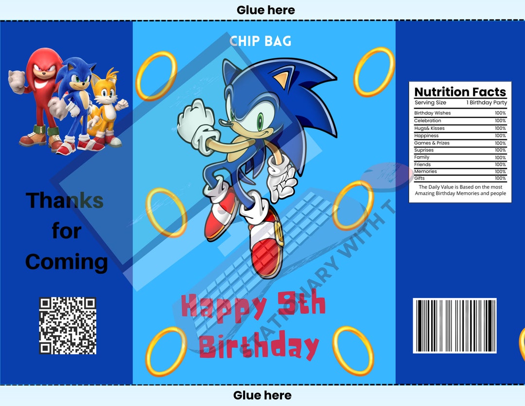 Sonic Theme Party Favor Template - Etsy