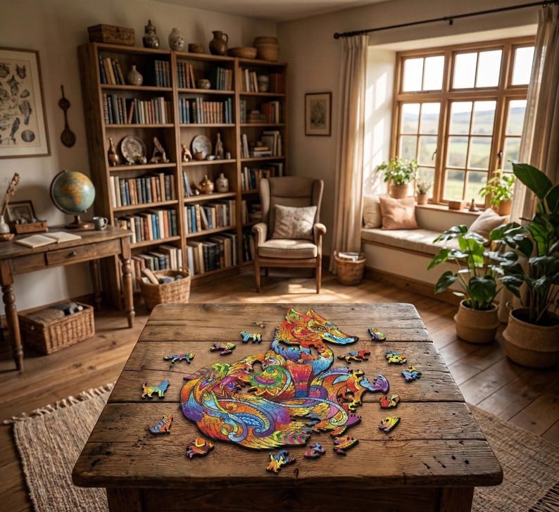 Fox Wooden Puzzle, Animal Shaped Jigsaw Puzzle, Laser Cut Puzzle, 165 ...