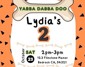 Pebbles Yabba Dabba Two Pink, Birthday Invitation, Flintstone Themed ...