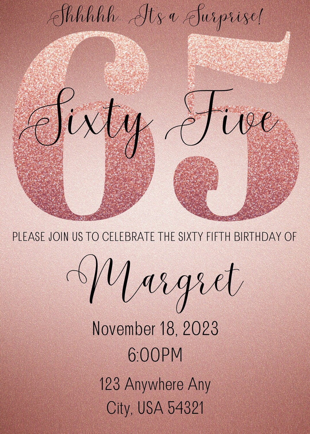 65th Birthday Invitation - Etsy