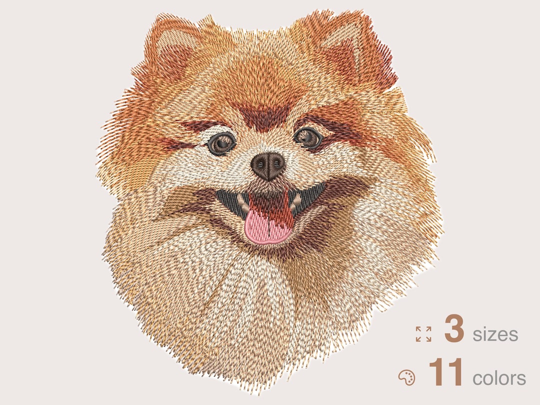 CUTE REALISTIC POMERANIAN Machine Embroidery Design - Instant Download ...