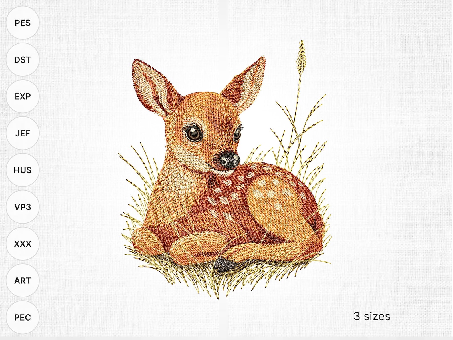 Realistic Fawn Embroidery Design: Baby Deer in Grass (digital File) - Etsy