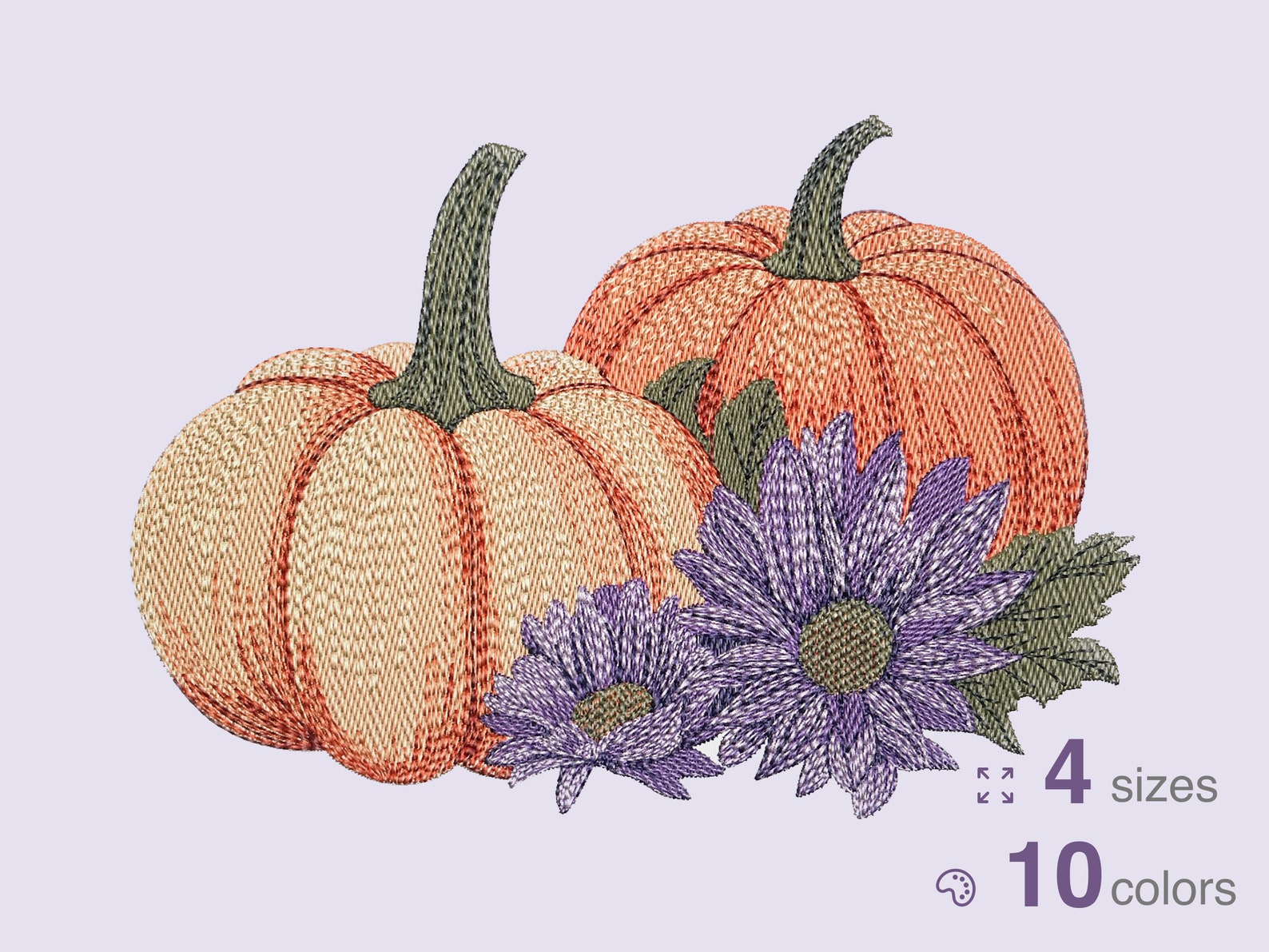 Fall Pumpkin Floral Machine Embroidery Design (instant Download) - Etsy