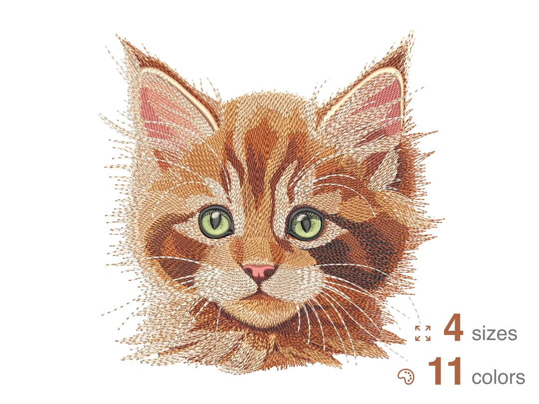 Realistic Cat Embroidery Design – Kitten Portrait (digital Download) - Etsy