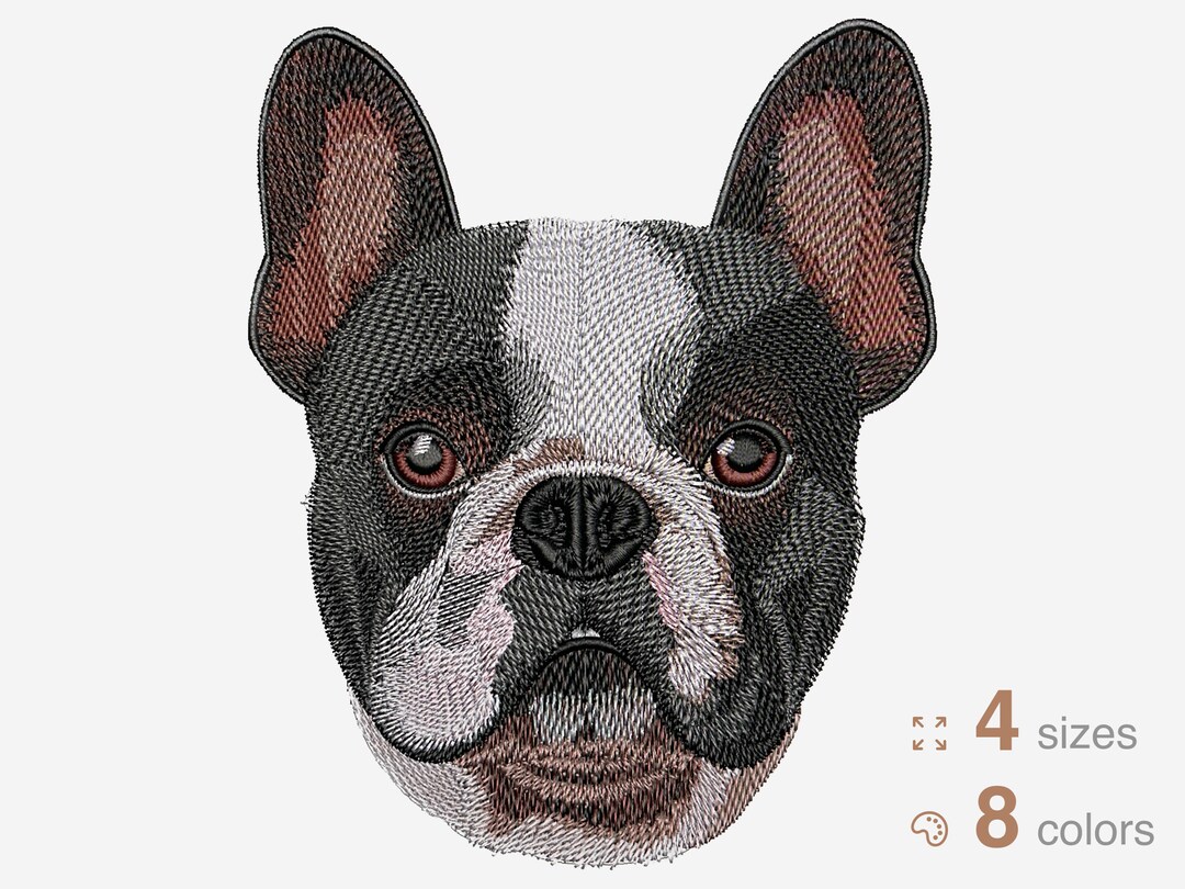 BULLDOG BLACK & WHITE Machine Embroidery Design - Instant Download - Etsy