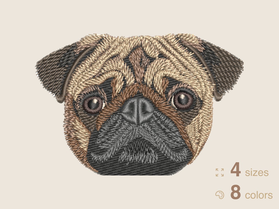 PUG Machine Embroidery Design-instant DOWNLOAD - Etsy