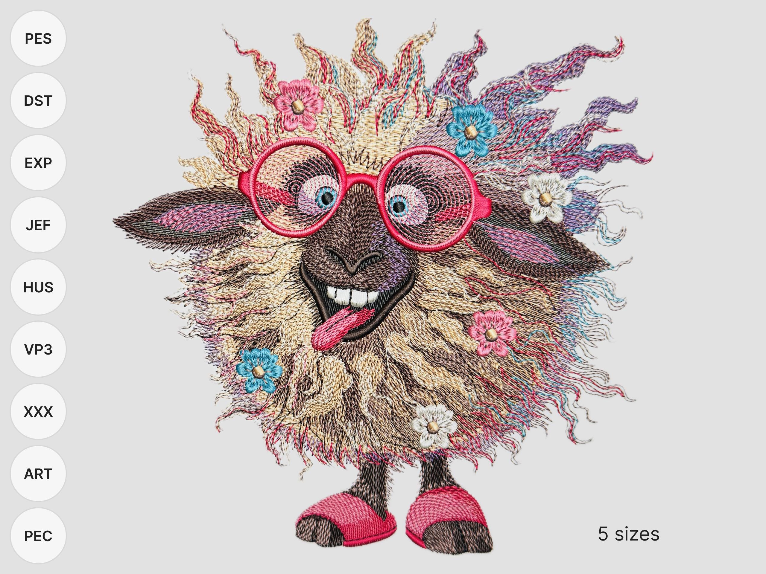 Funny Sheep Embroidery Design: Whimsical Farm Animal (PES, DST, JEF ...