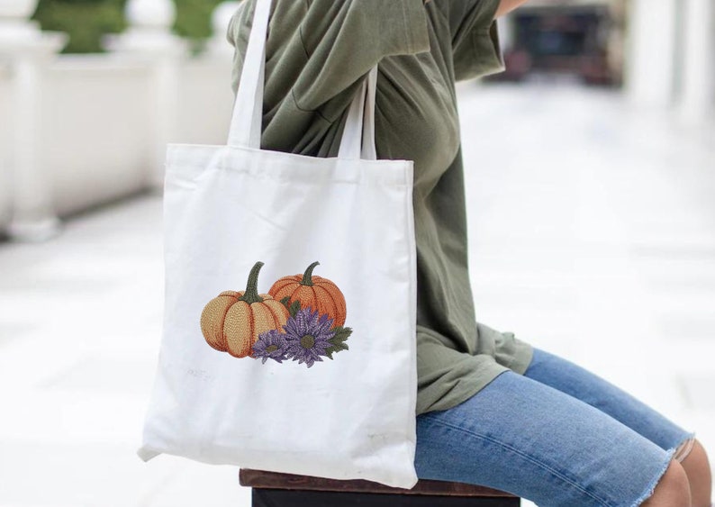 Fall Pumpkin Floral Machine Embroidery Design (instant Download) - Etsy