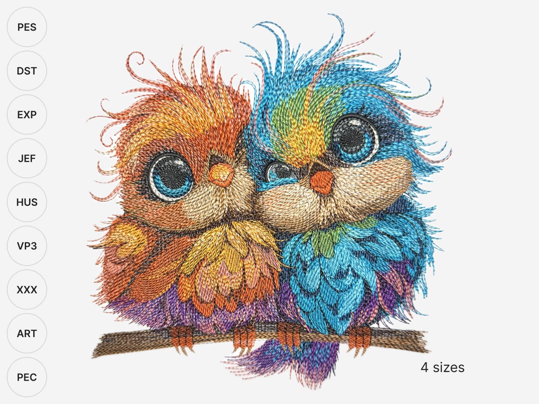 FUNNY CRAZY BIRDS Embroidery File - Colourful Parrots Machine ...