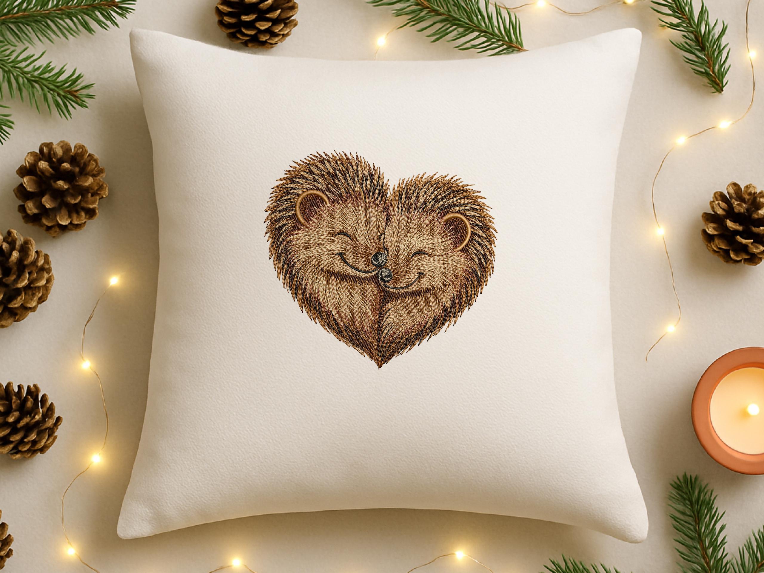 Hedgehog Couple Embroidery Design: Loving Heart, Woodland Animals ...