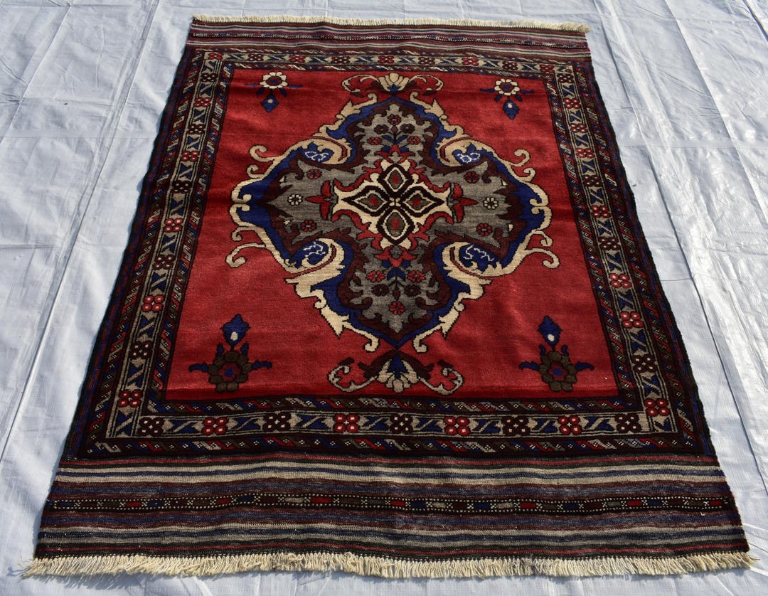 4 X 6 Ft, Oriental Afghan Barjasta Kilem and Carpet Mix Rug/flat-weave ...