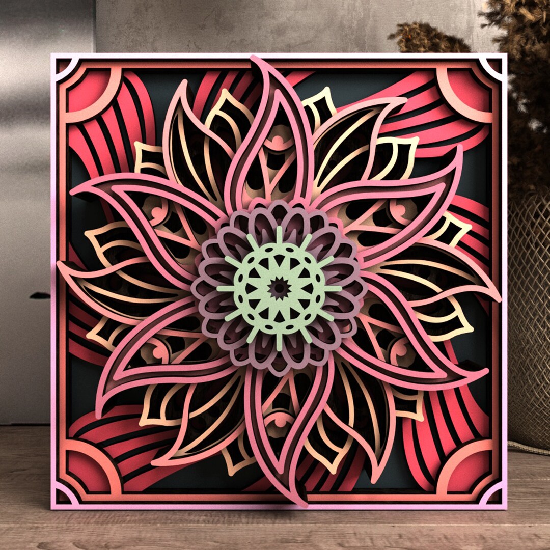 Sun Flower Svg,laser Cut File,shadow Box SVG for Cricut,3d Model ...