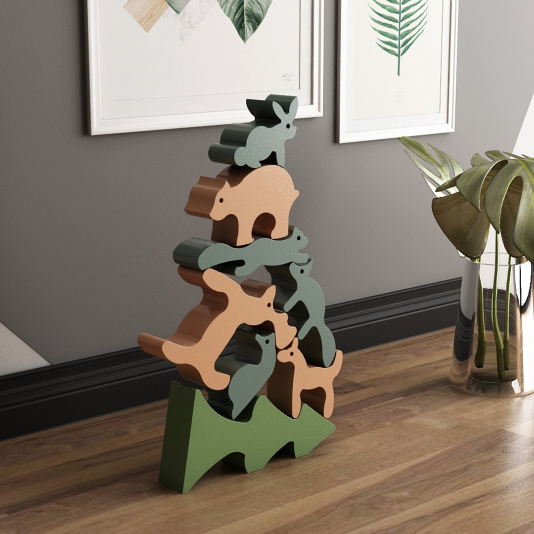 Balancing Game Set of 8 Figure Wild Animal Svg,dxf,pdf Figurin Wooden ...