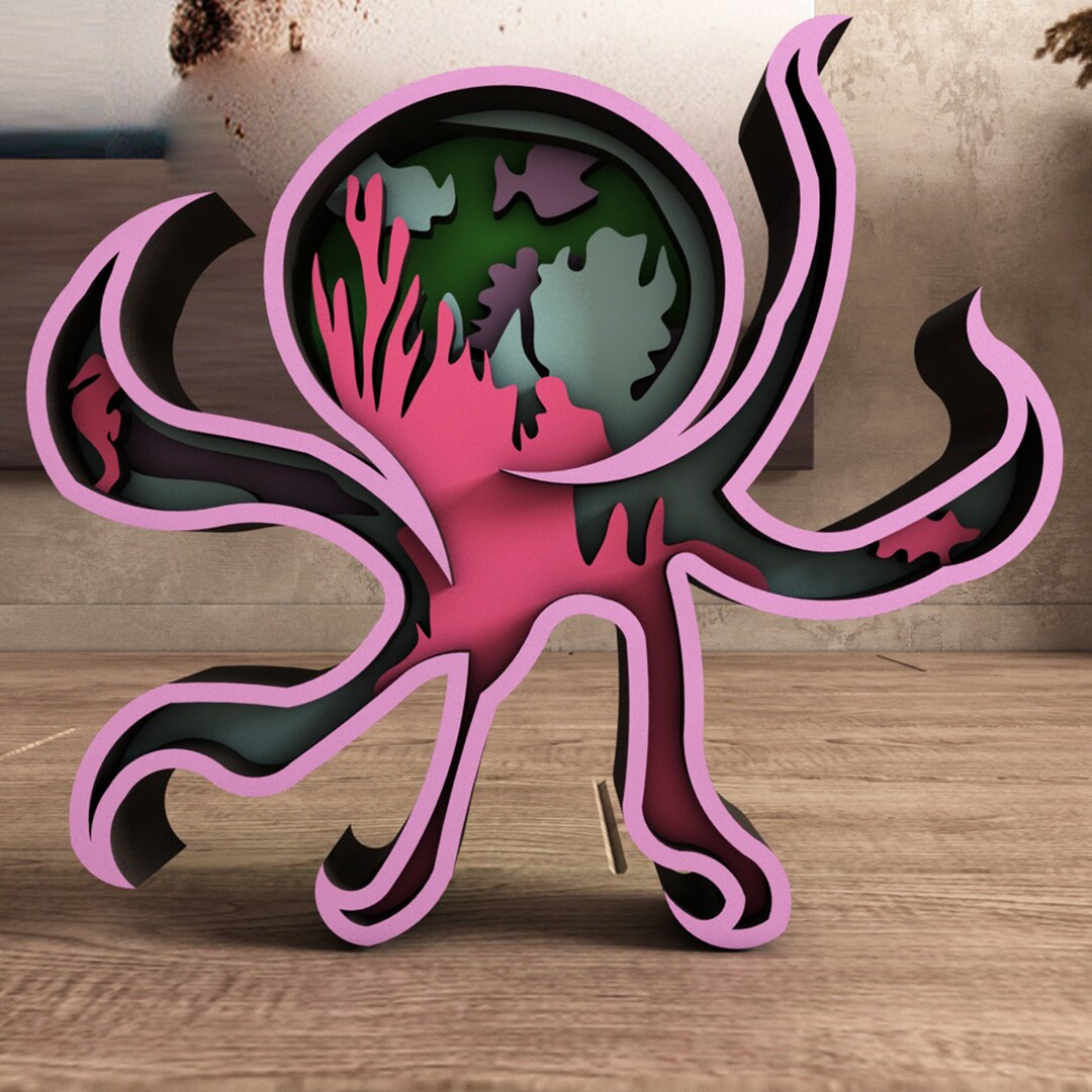Octopus,octopod Lightburn Svg,dxf,laser Cut File,3d Shadowbox,cut File ...