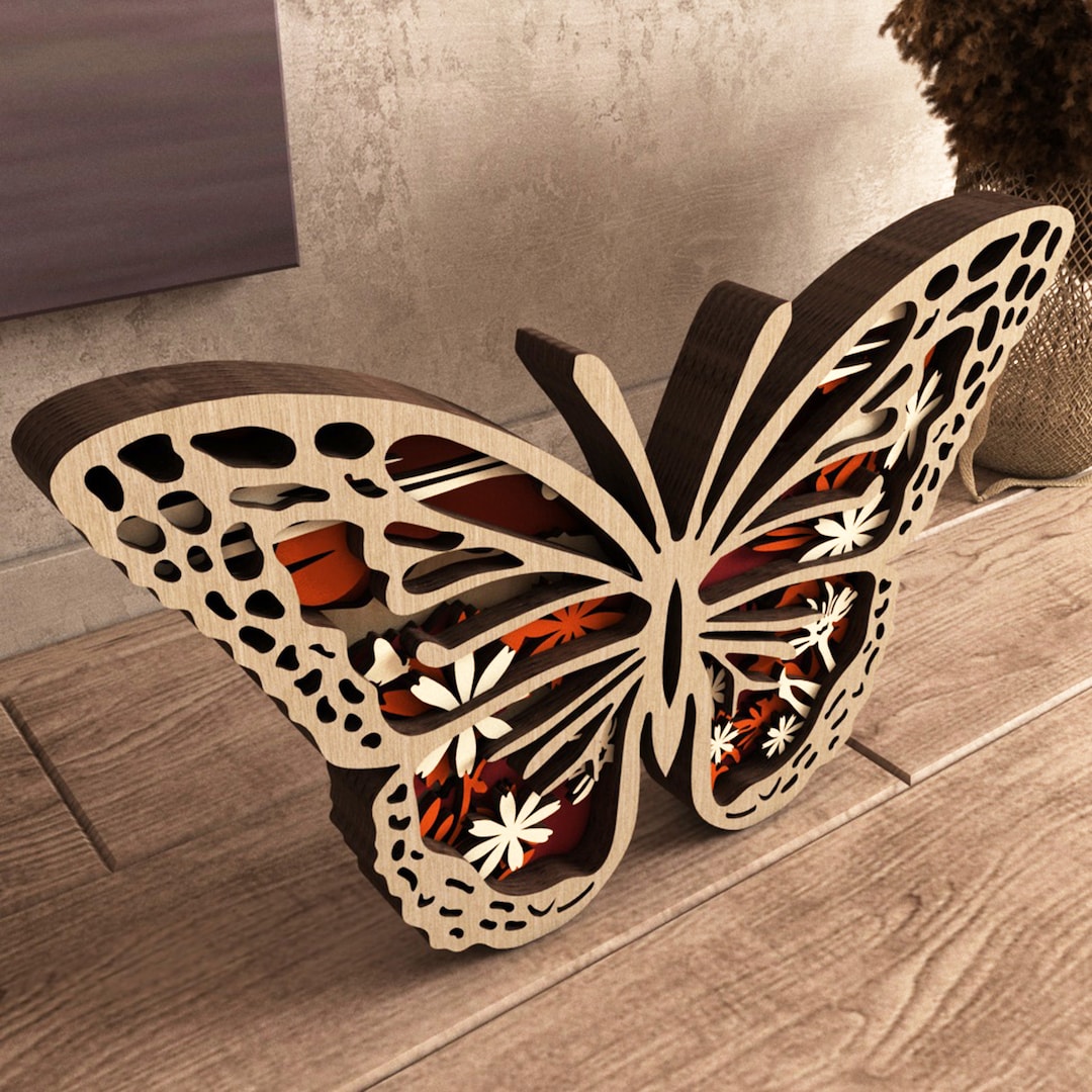 Fichier numérique Cnc Laser Cut file Multilayer Butterfly - Etsy France
