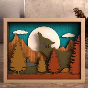 Cloudy Forest Moon Tree Lightburn SVG,DXF Laser Cut File,3d Shadowbox ...