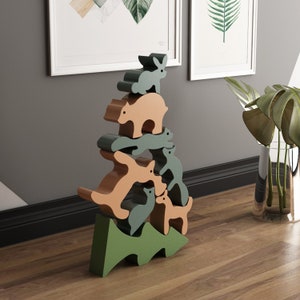 Balancing Game Set of 8 Figure Wild Animal Svg,dxf,pdf Figurin Wooden ...